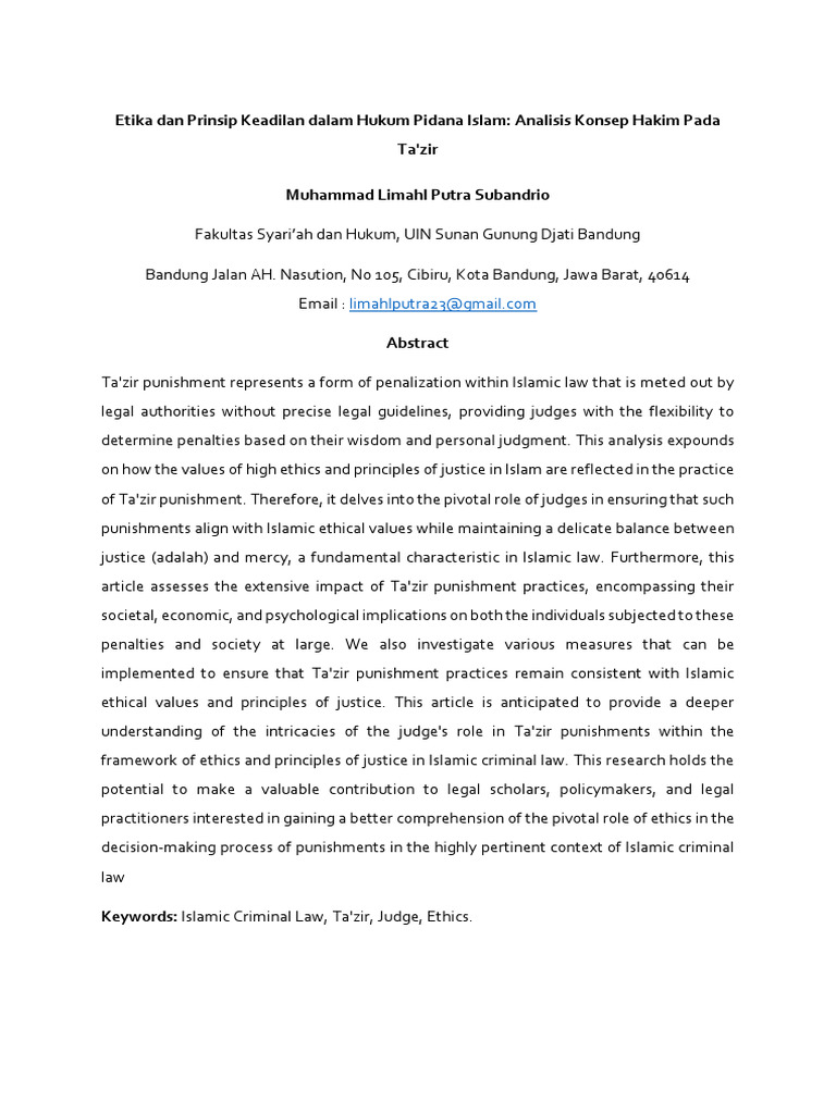 Muhammad Limahl Putra - HPI B7 - Etika Profesi Hukum | PDF | Justice ...