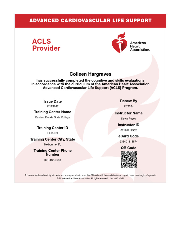 Acls 12 2022 12 2024 Student Ecard | PDF