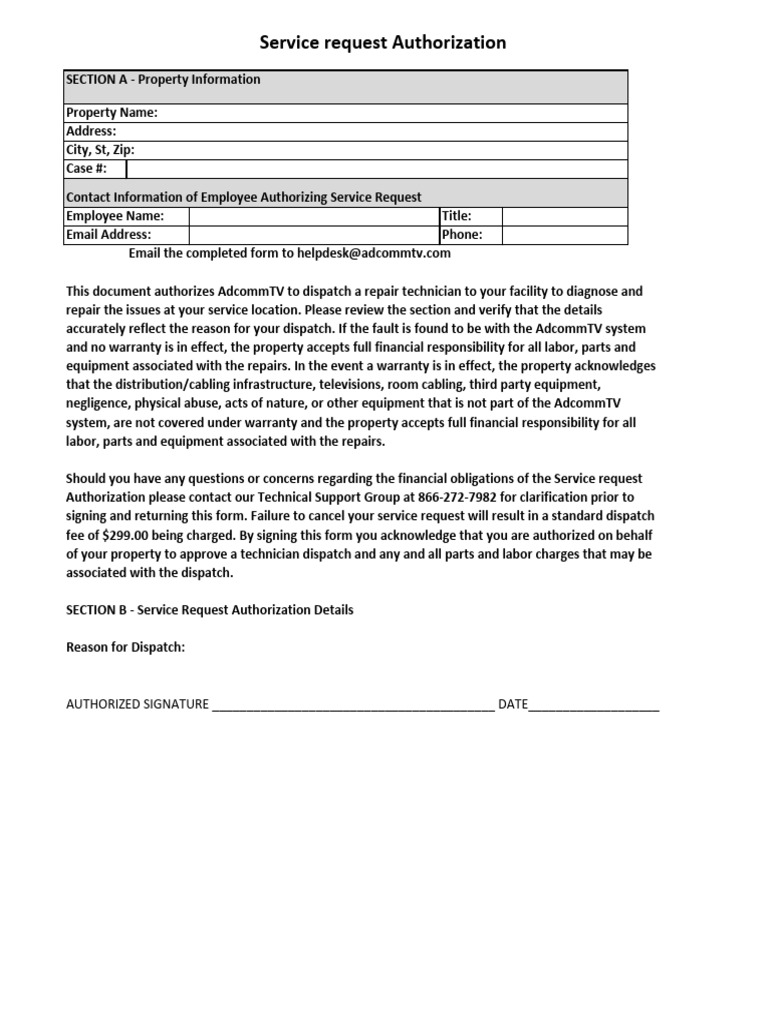 Repair Authorization Form 2021 | PDF