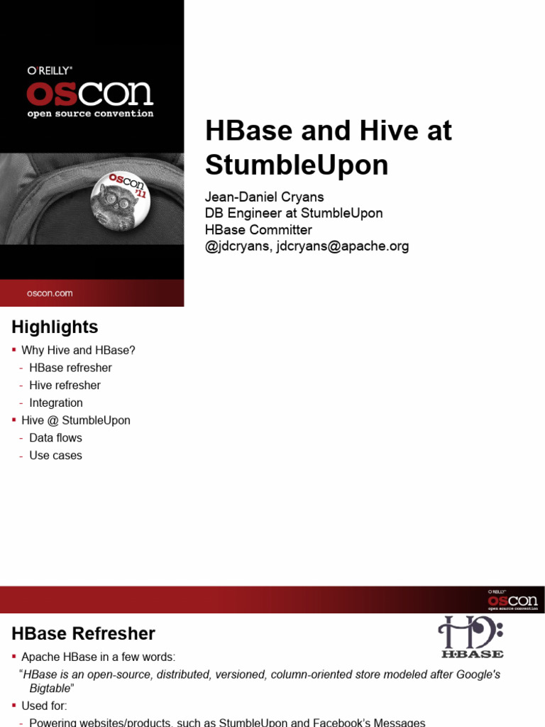 HBase and Hive at StumbleUpon Presentation | PDF | Apache Hadoop | Table (Database)