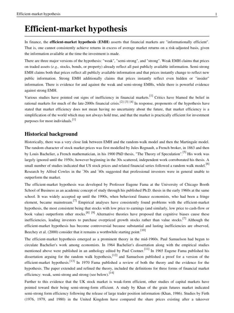 Efficient Market Hypothesis | PDF | Efficient Market Hypothesis ...