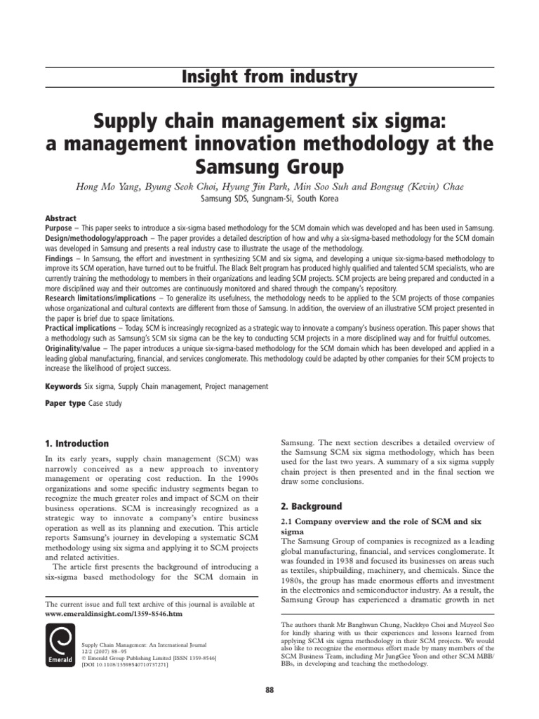3.supply Chain Management Six Sigma - A Management Innovation ...