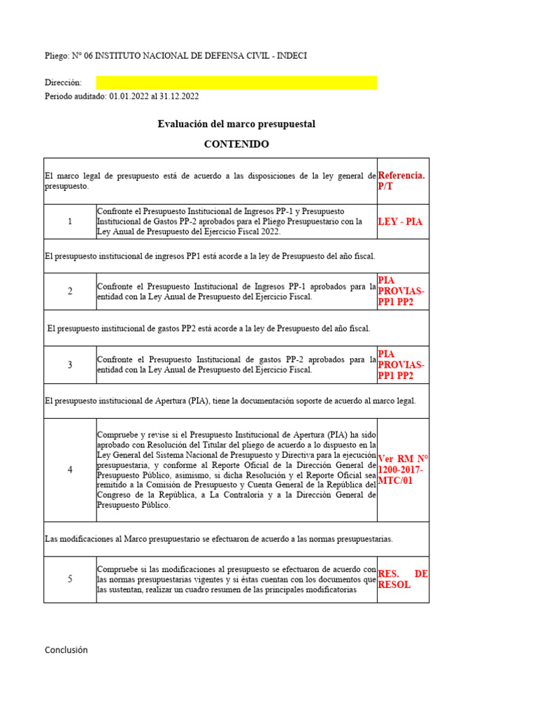 Evaluacion Del Marco Presupuestal | PDF | Presupuesto | Presupuesto del gobierno