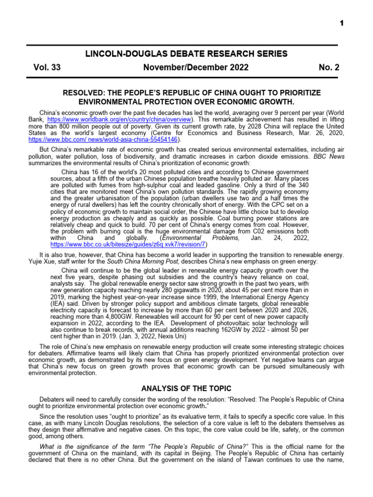 China: Environment vs. Economic Growth Debate | PDF | Climate Change ...