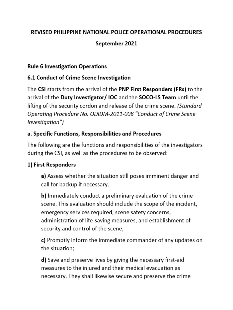 Investigation Operations | PDF | Crime Scene | Police