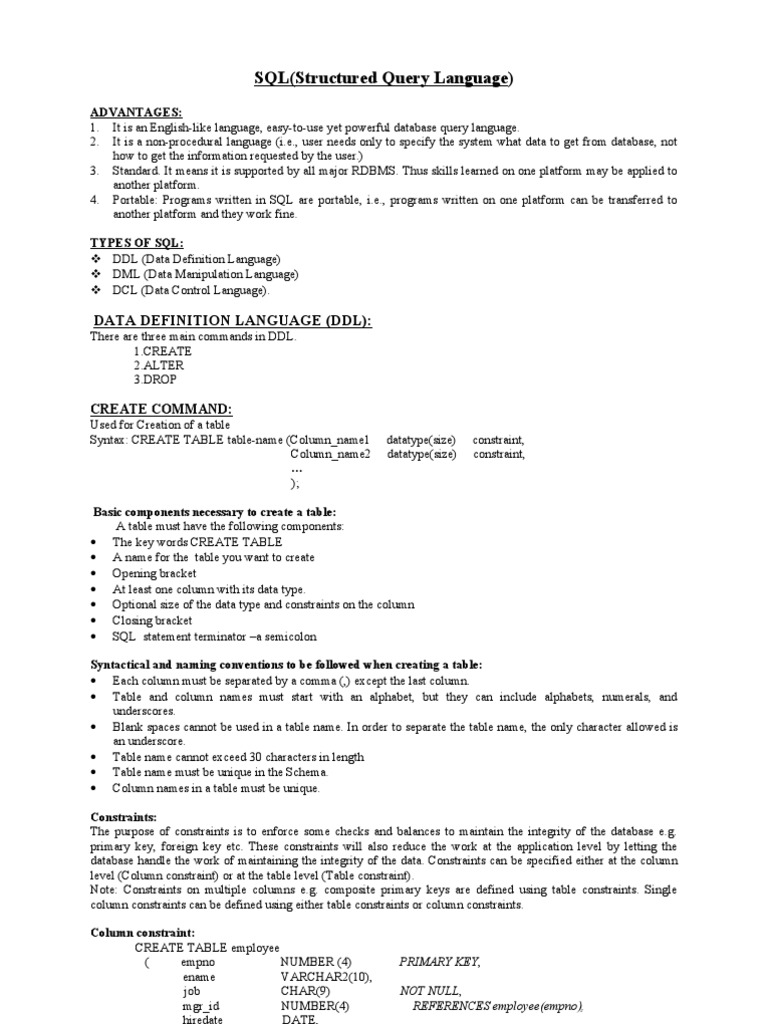 Dbms Unit4 SQL Final | PDF | Data Model | Sql Dbms Unit4 SQL Final | PDF | Data Model | Sql