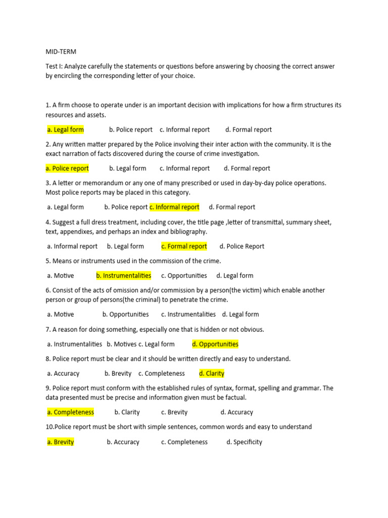 Cdi Questions Pdf Police Information