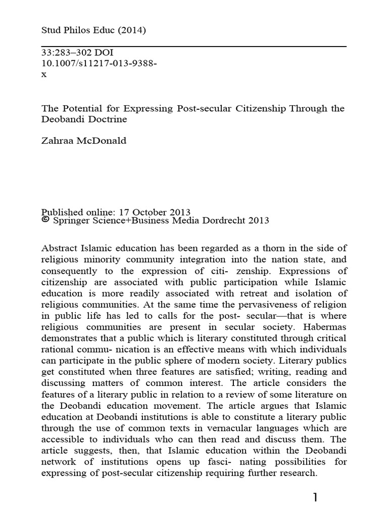 The Potential For Expressing Post-Secular | PDF | Public Sphere ...