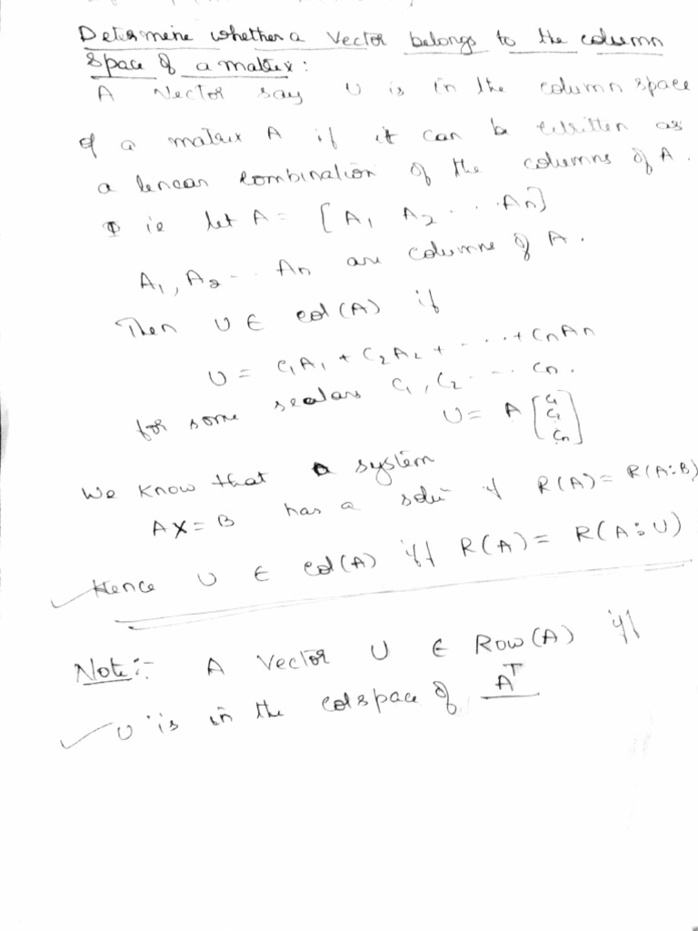 (LAPT) Matrix and Vector Space Handwritten Notes | PDF