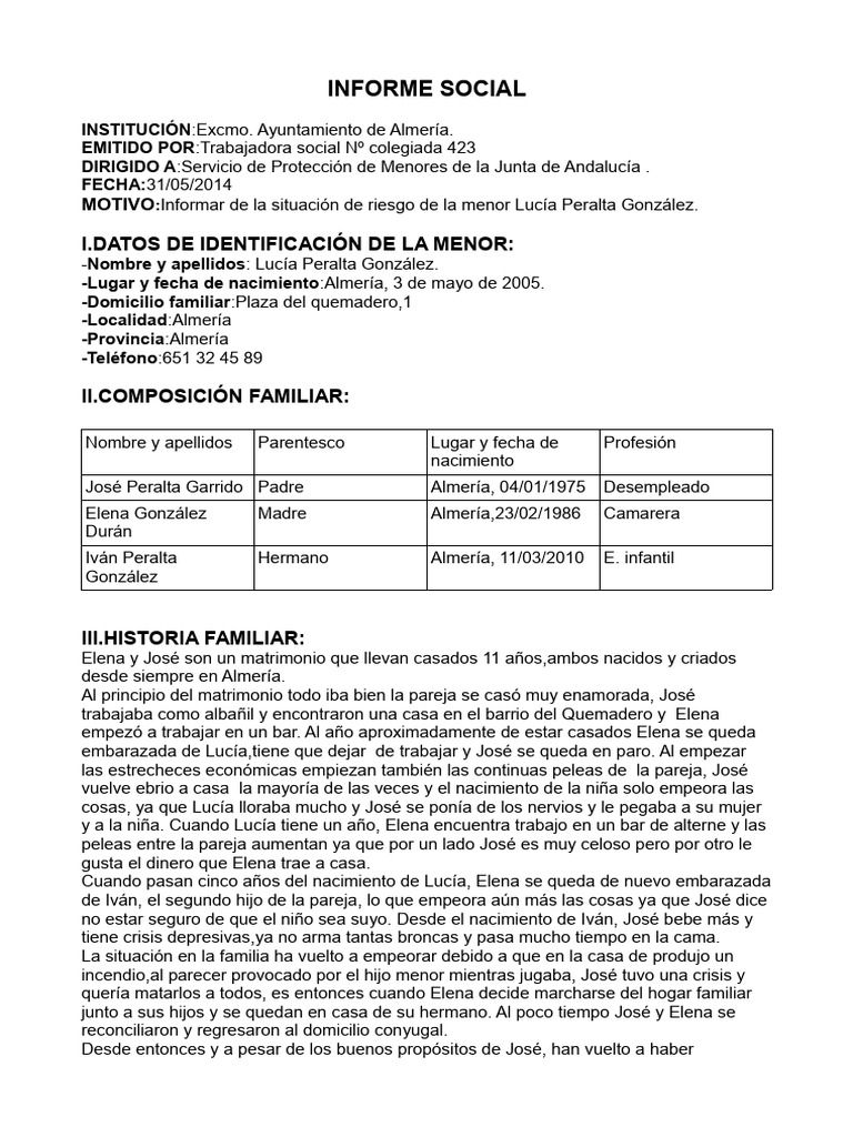 Informe Social Caso Lucia | PDF