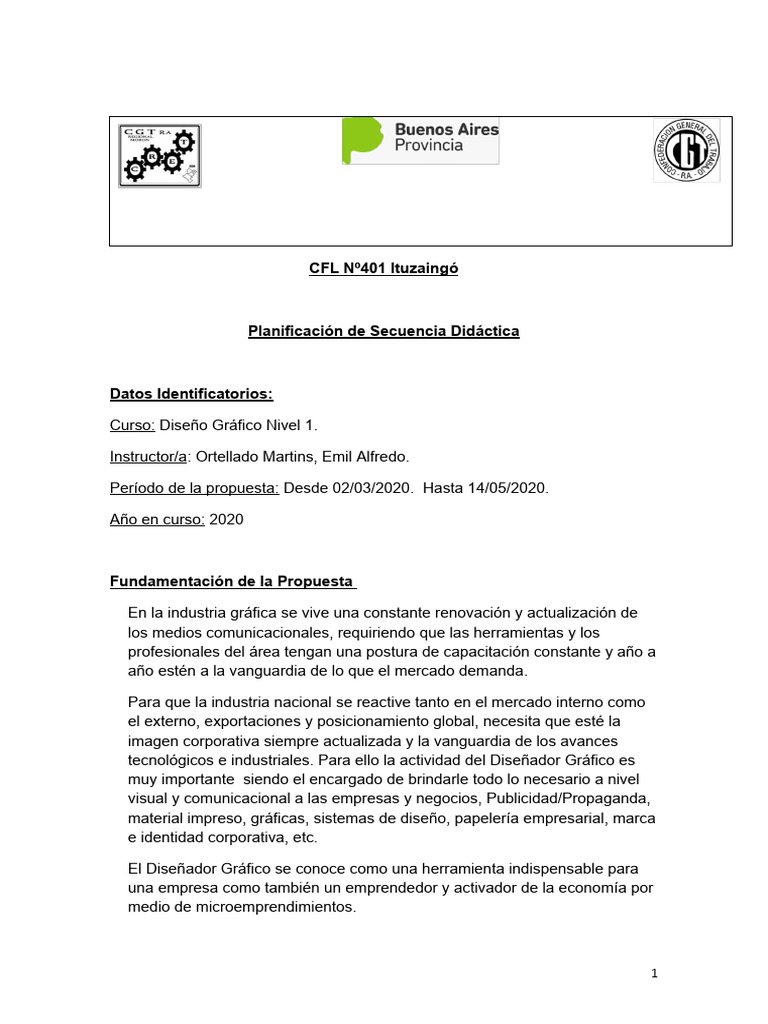 Esquema de Secuencia Didáctica Diseño Gráfico 1 | PDF | Diseño gráfico | Software