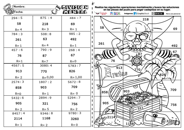 Divisiones mentales para sexto grado | PDF