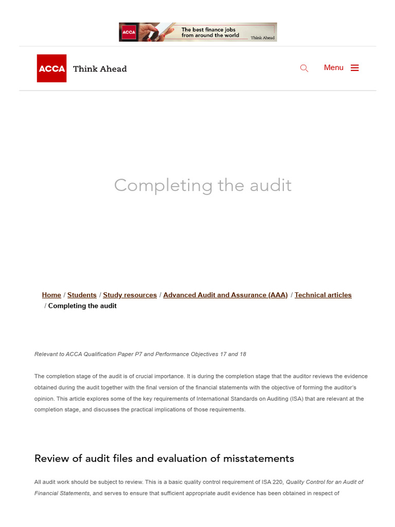 Completing The Audit | PDF | Audit | Financial Audit