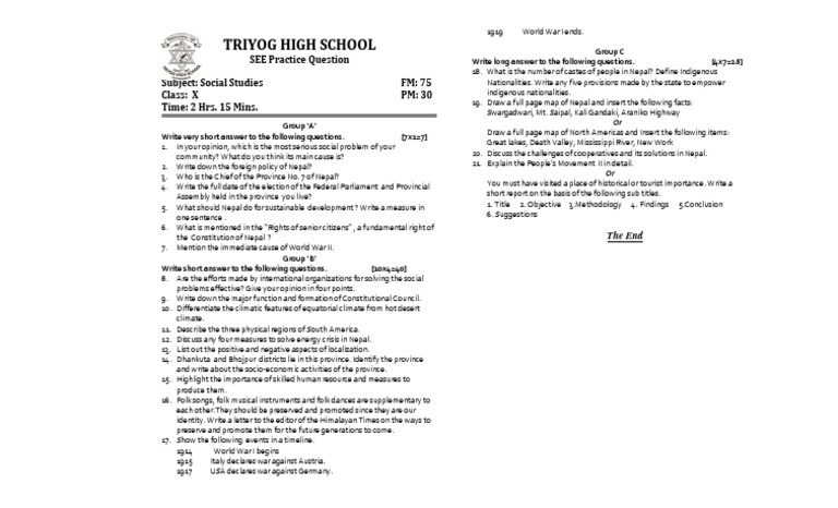 Class 10 Social Set A | PDF