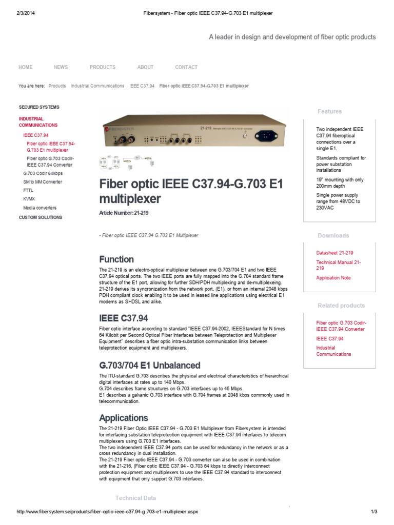 Fibersystem - Fiber Optic Ieee c37.94-g | PDF | Computer Engineering ...