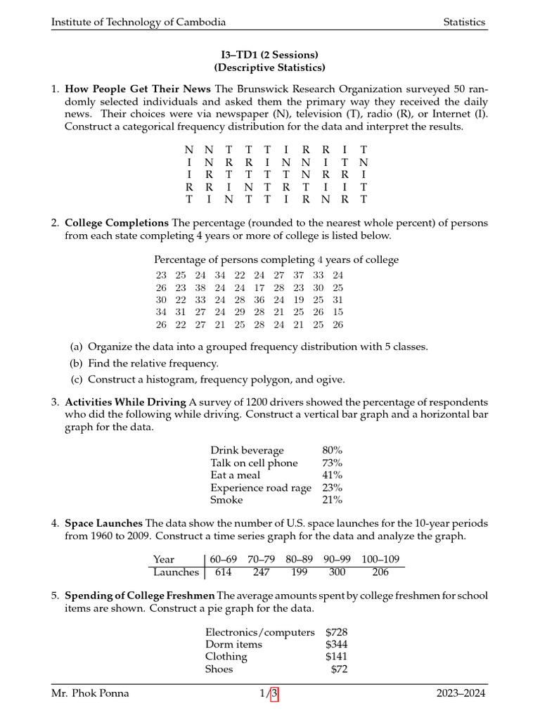 Stat - TD1 | PDF | Statistics