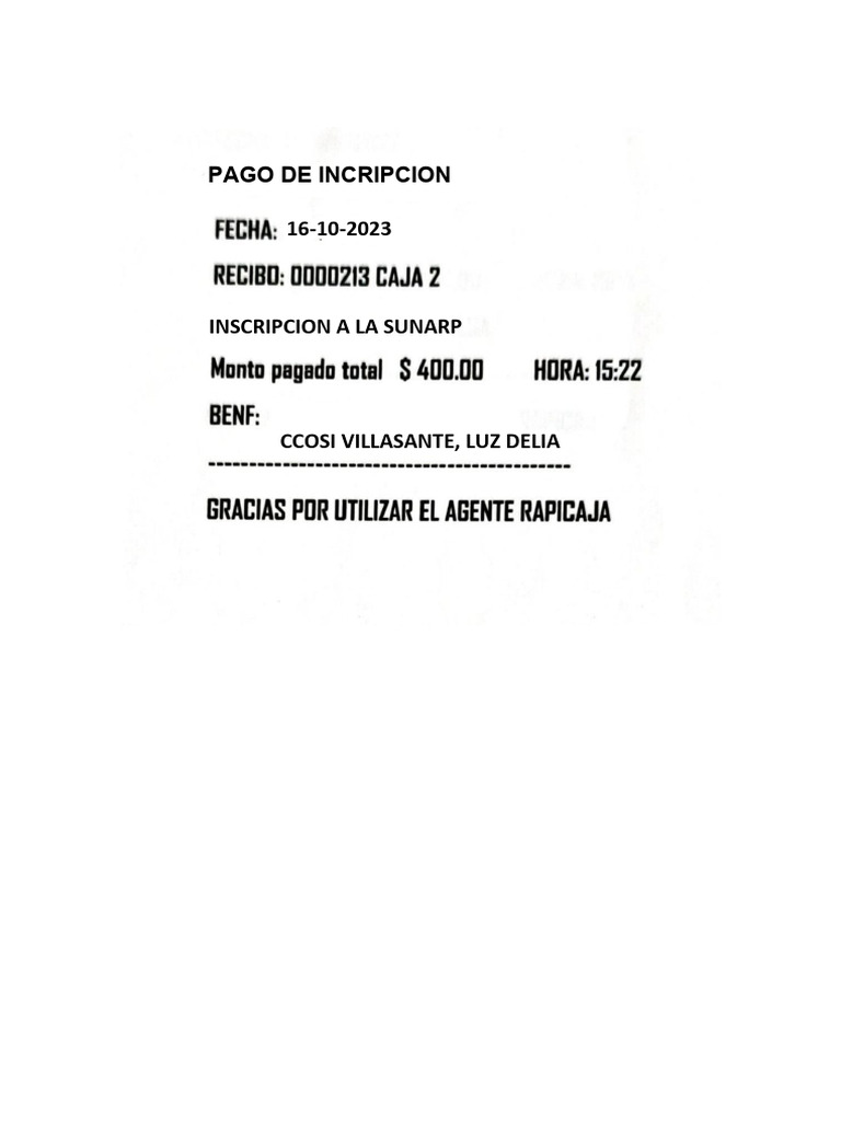 Baucher de Pago de Inscripcion | PDF