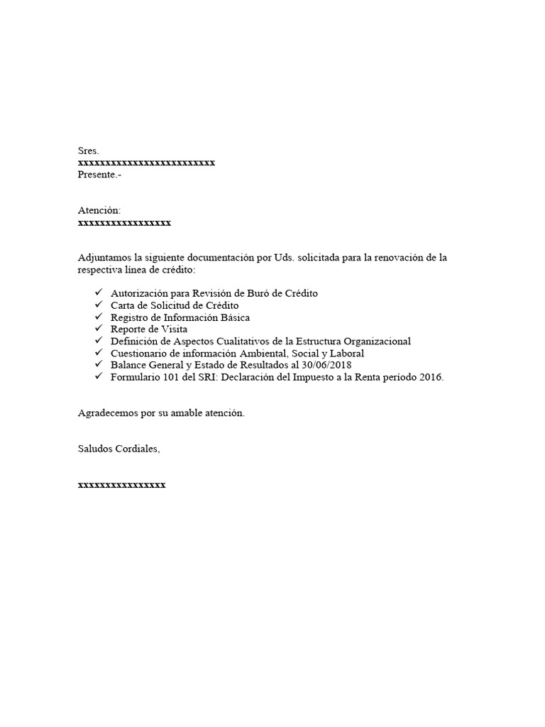 Oficio de Presentacion Documentos Al Banco | PDF