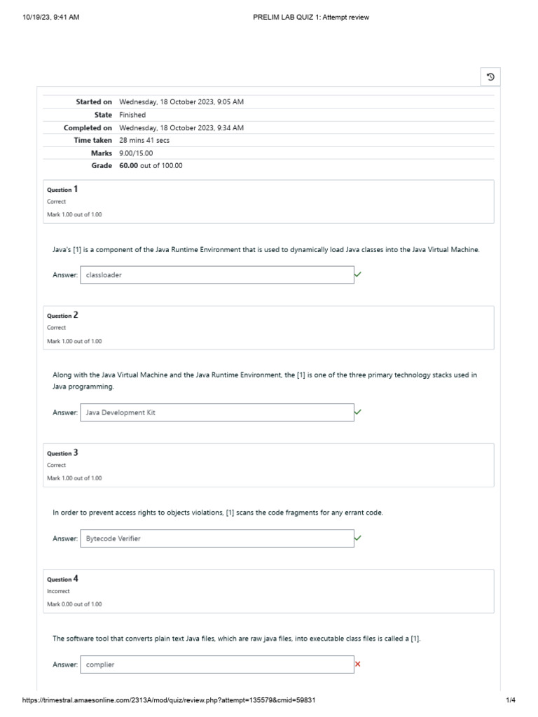 PRELIM LAB QUIZ 1 - Attempt Reviewdadadadad | PDF