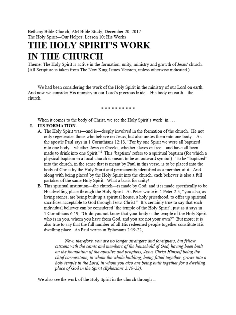 10.holy Spirit - The Holy Spirit's Work in The Church | PDF | Jesus ...
