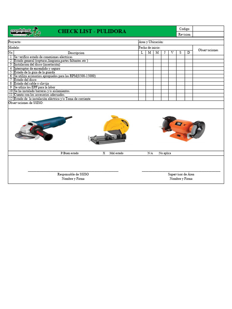 Check List Pulidora | PDF