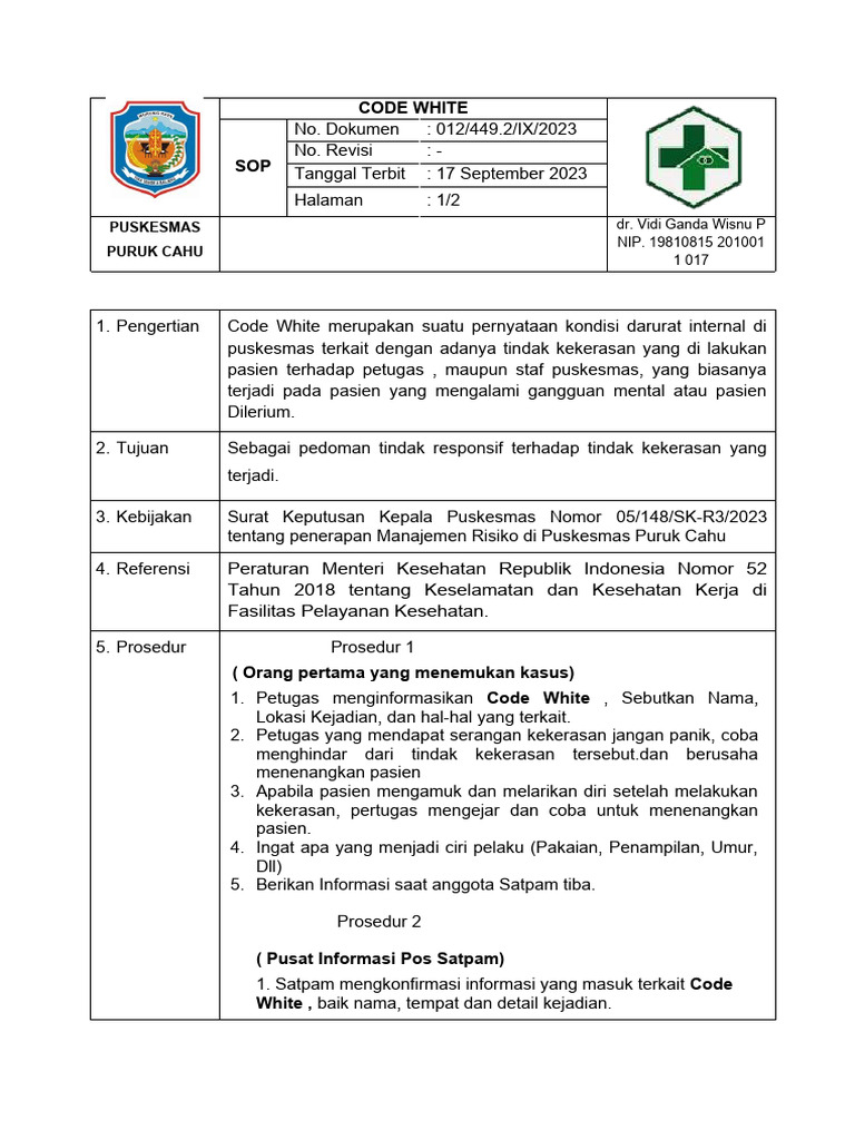 Sop Code White | PDF