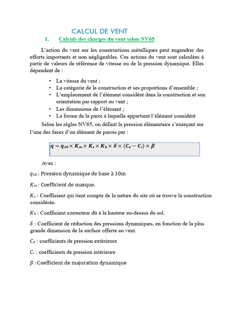 4 - Calcul Du Vent NV65 | PDF