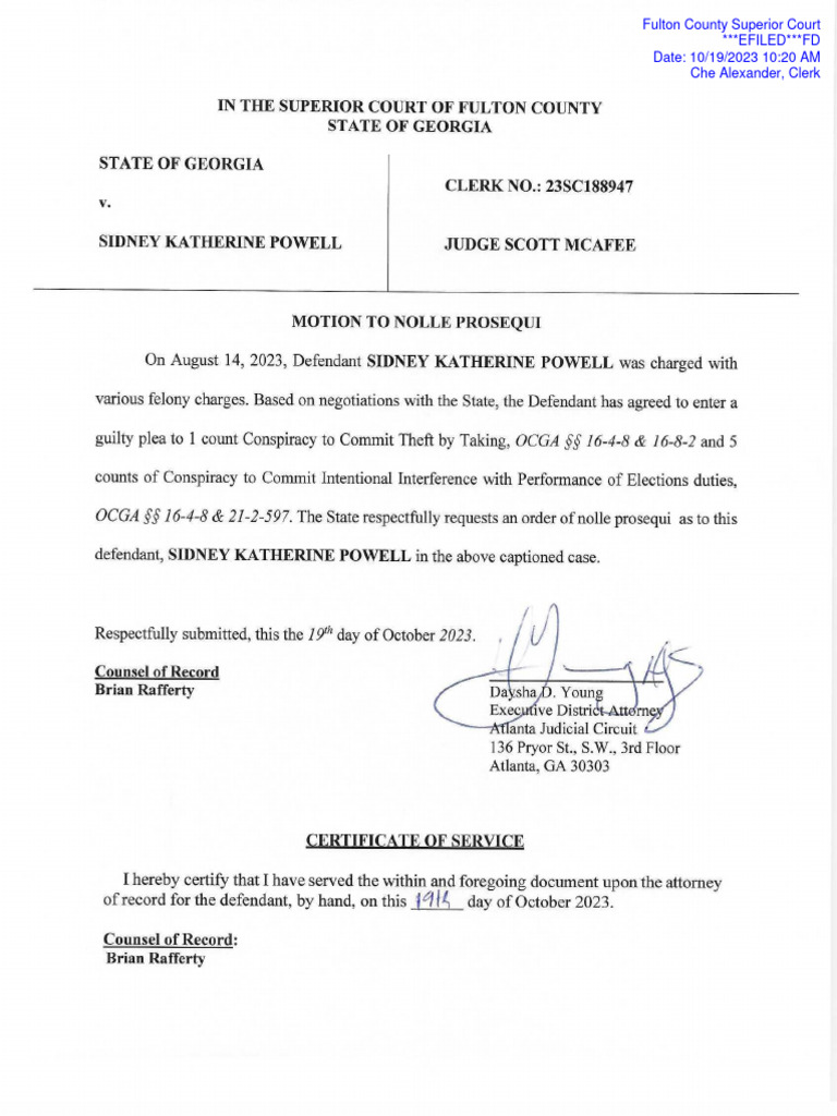 Sidney Powell Guilty Plea Motion Pdf Law