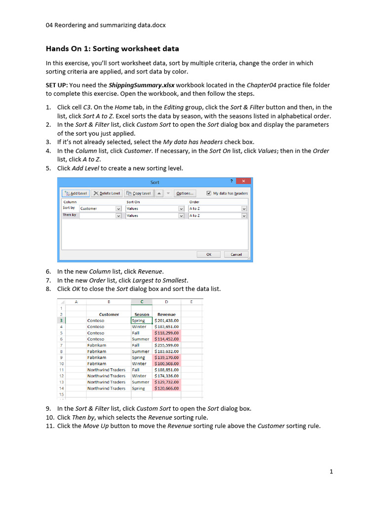 04 Reordering and Summarizing Data | PDF