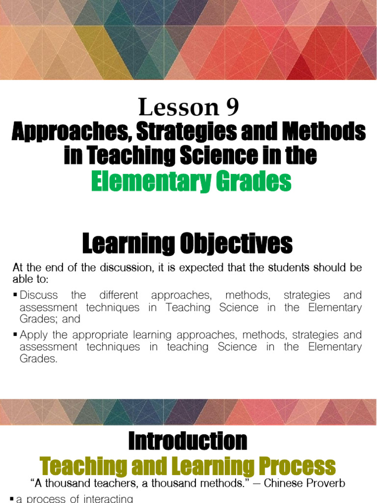 Lesson IX Approaches Strategies and Methods in Teaching Science in The ...