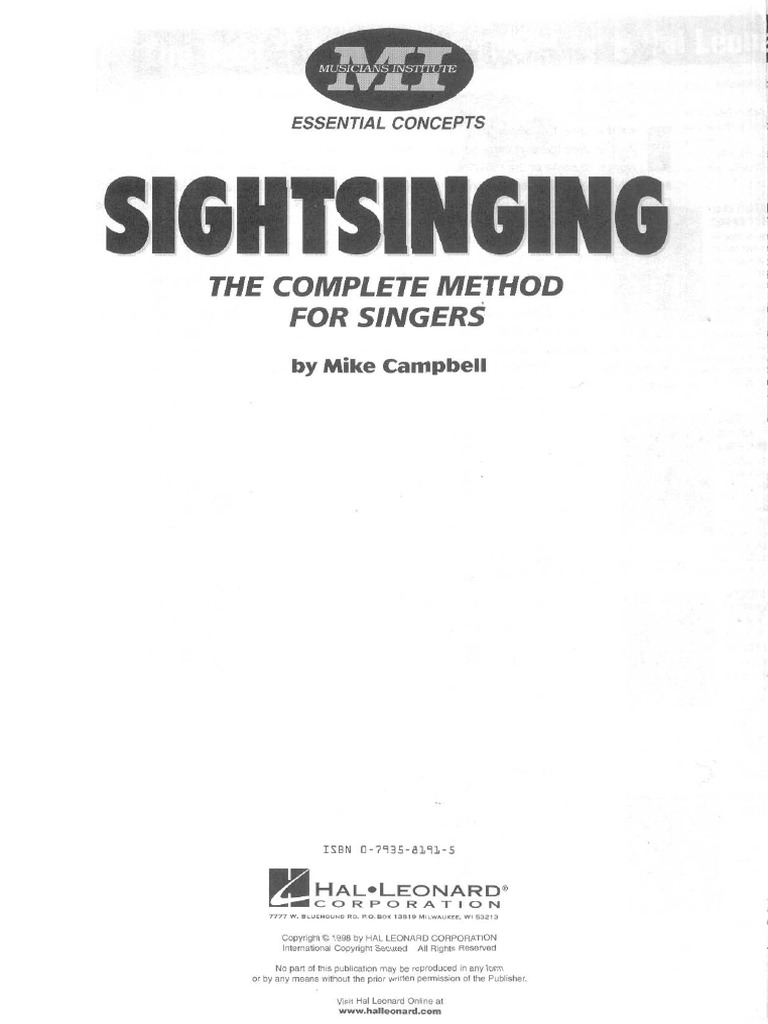 Sightsinging The Complete Method For Singers | PDF