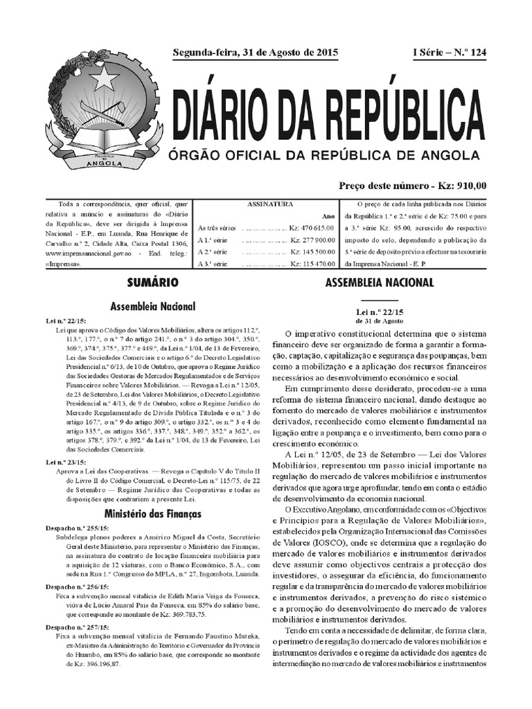 Lei Nº 23-15 Lei - Das - Cooperativas | PDF