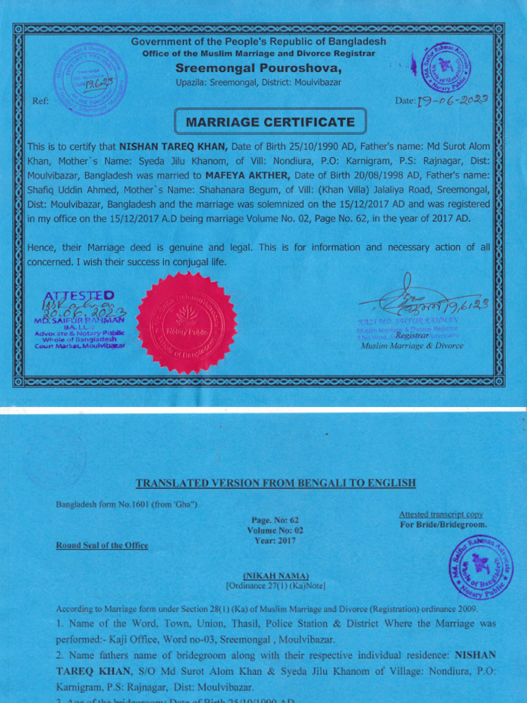 Marriage Certificate All | PDF