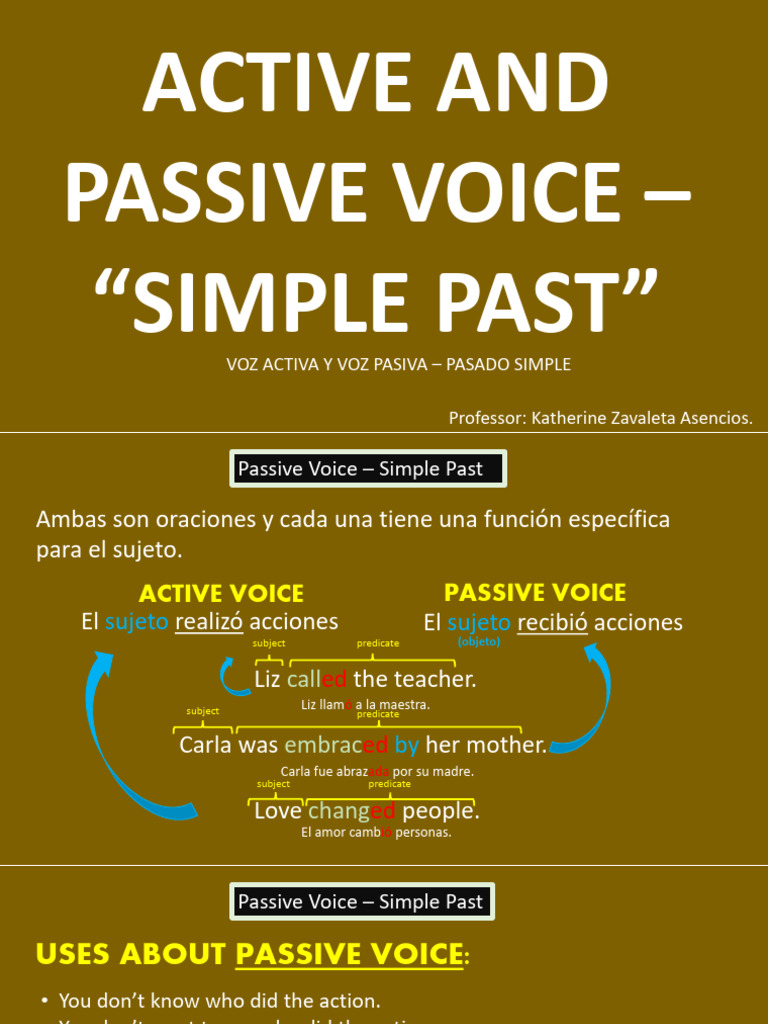 Active and Passive Voicesimple Past | PDF | Subject (Grammar) | Verb
