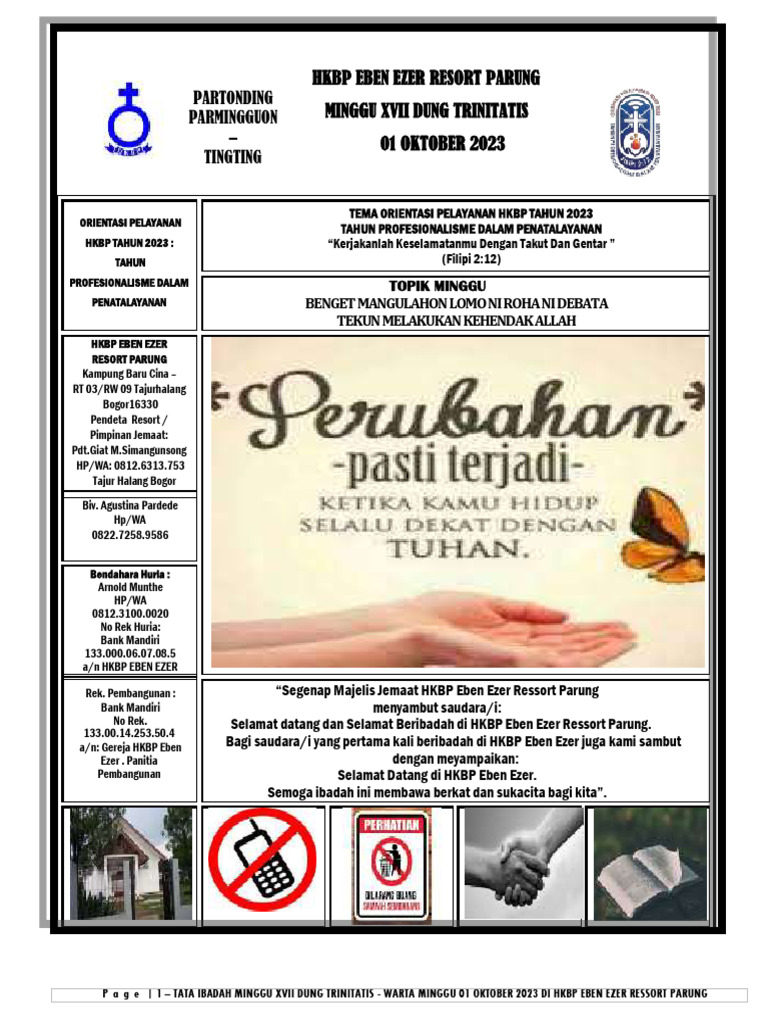 Minggu 01 Oktober 2023 Xiii Dung Trinitatis (Batak) | PDF