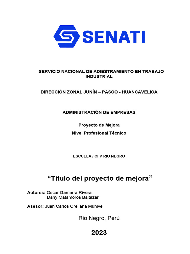Proyecto de Innovacion - Oscar Gamarra - Dany Matamoros | PDF | Institución | Business