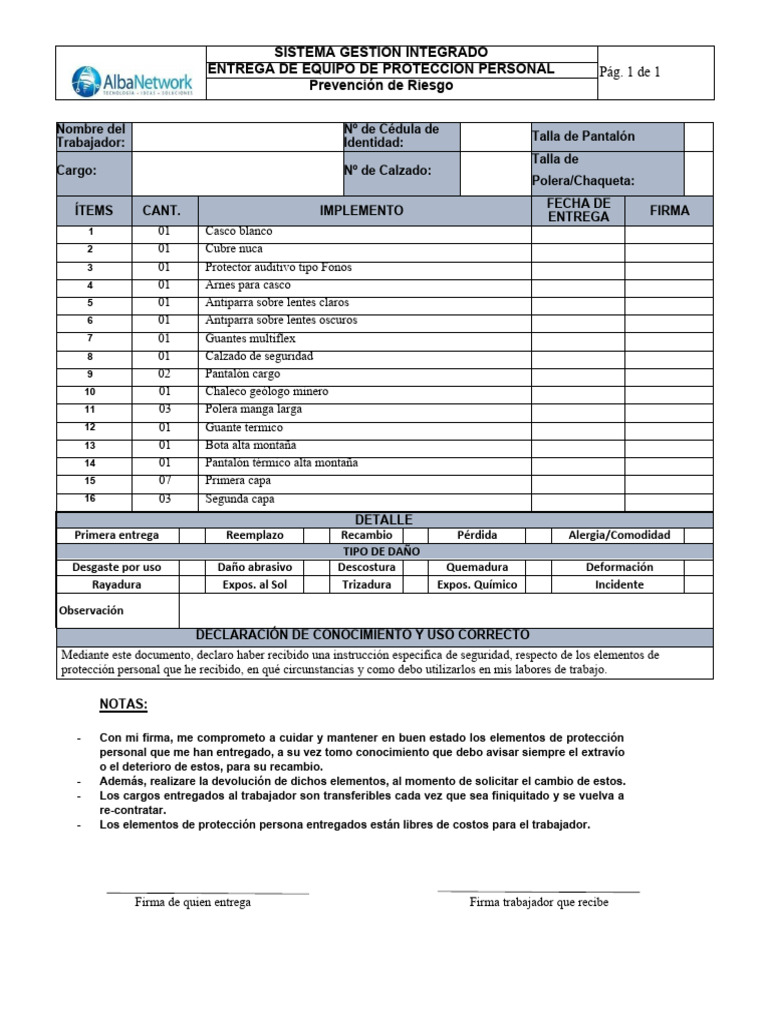 Registro entrega de EPP_2 | PDF