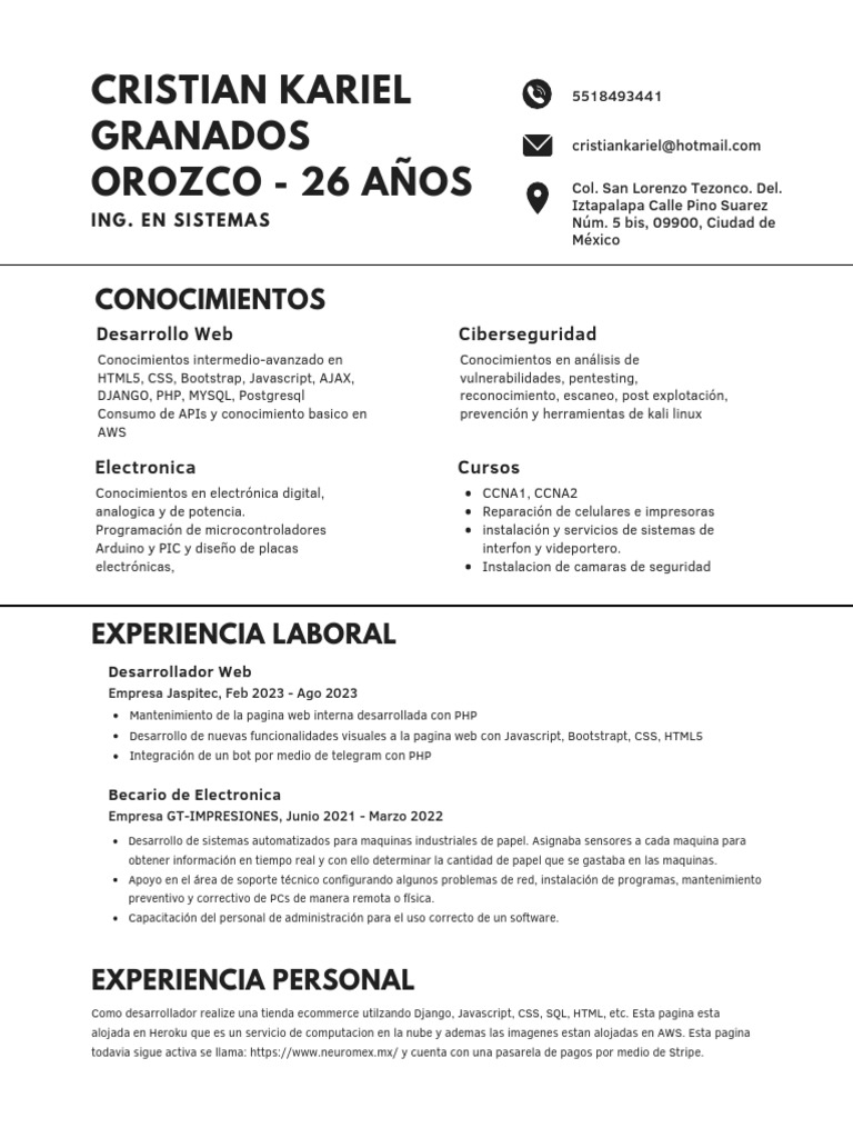 CV Cristian K Ariel | PDF | Php | Red mundial