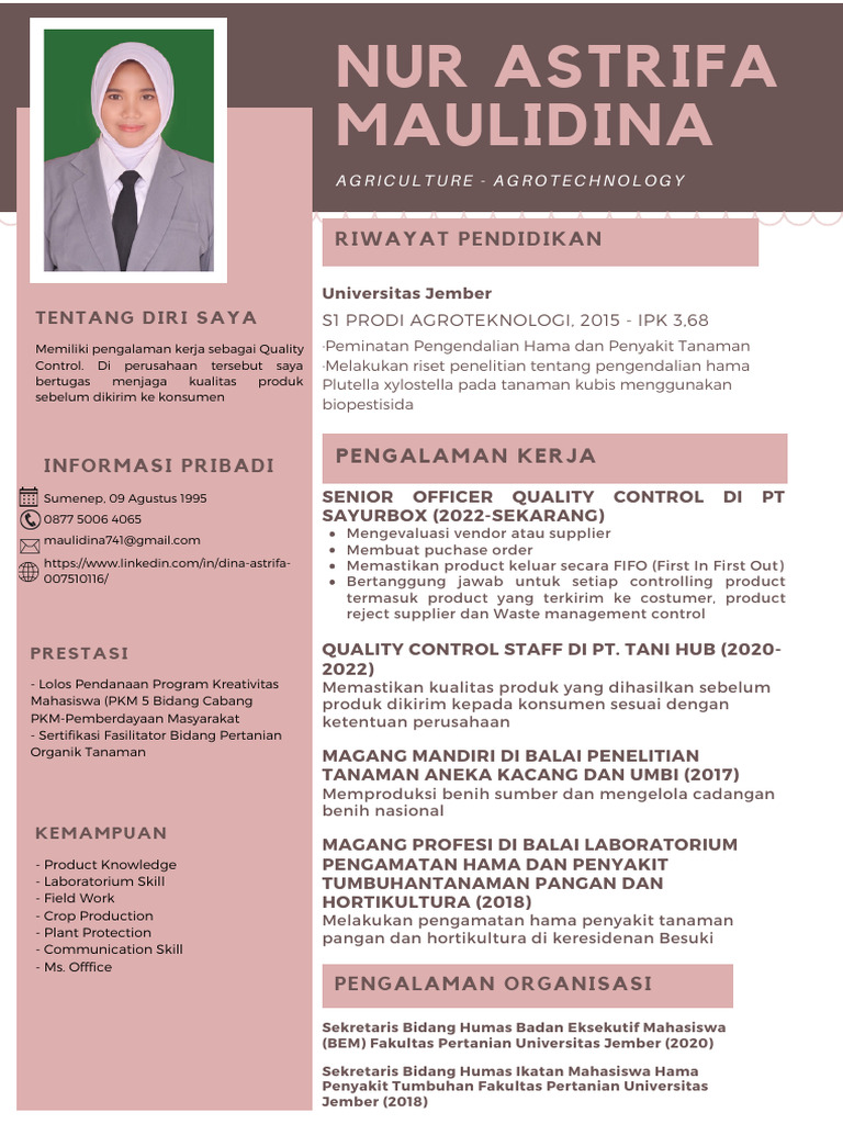 Curriculum Vitae Nur Astrifa Maulidina | PDF