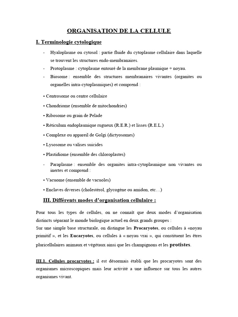 2-Organisation de La Cellule | PDF