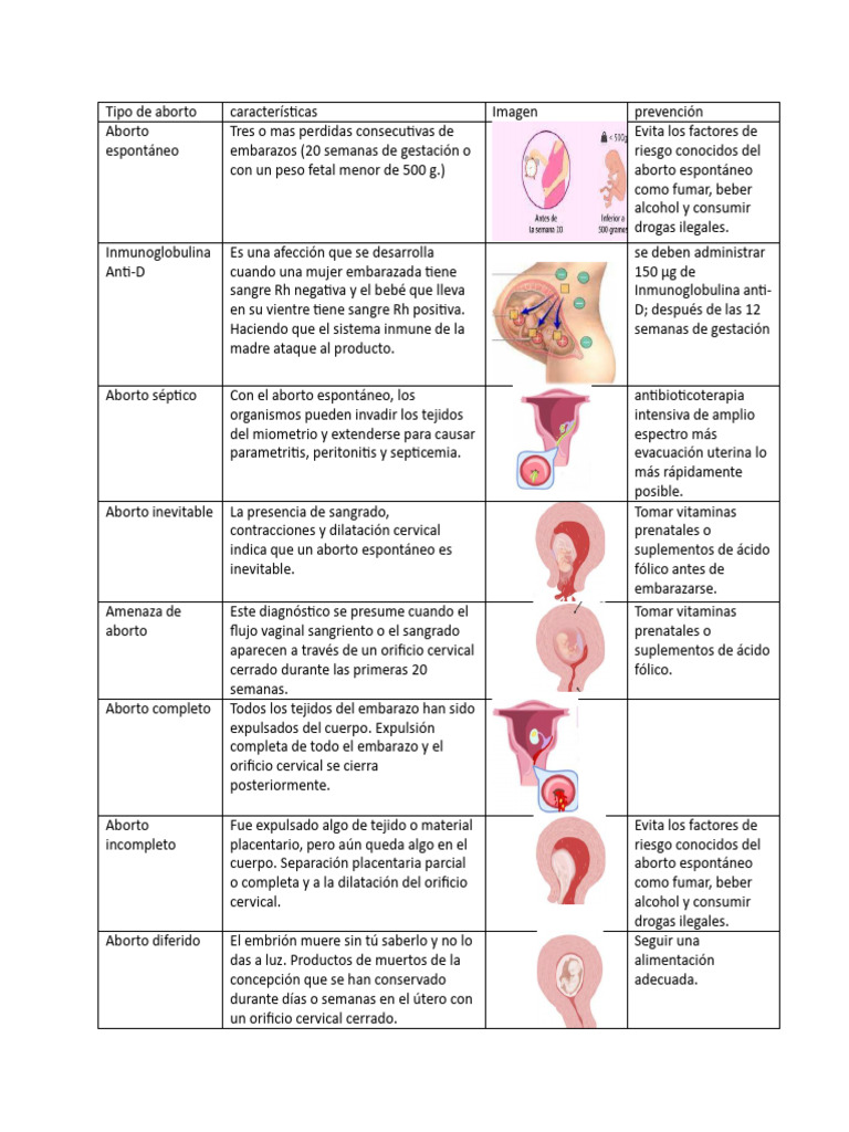 Tipos y características del aborto | PDF | El embarazo | Aborto