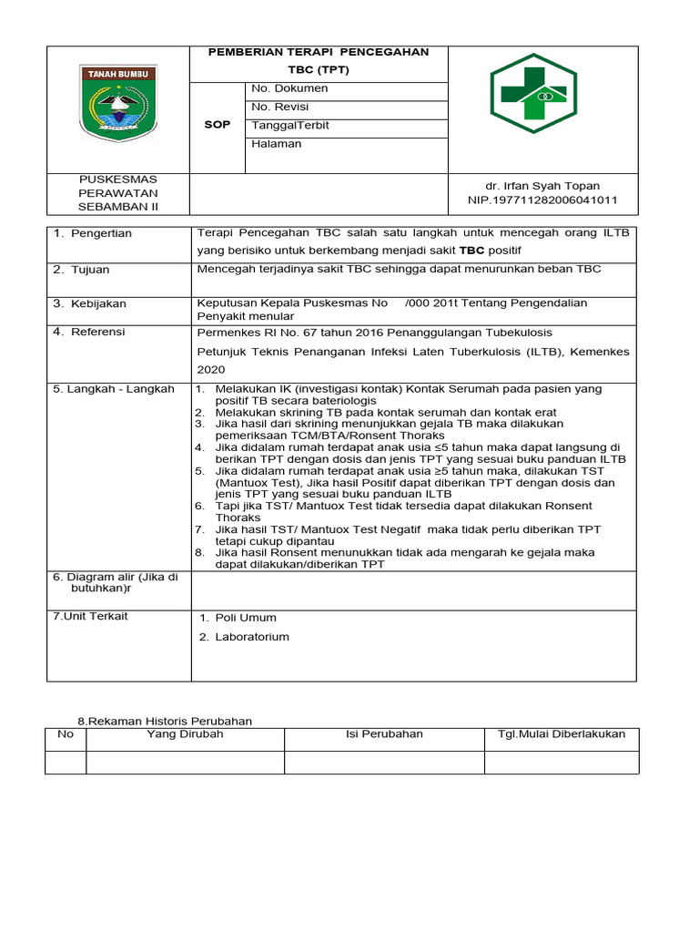 Sop Pemberian TPT | PDF