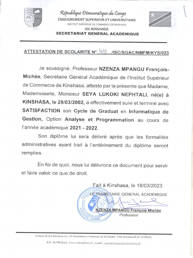 Attestation Reussite | PDF