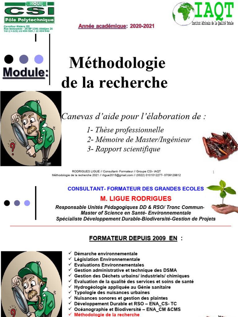 Méthodologie de la recherche 2021 | PDF | Consultant | Science