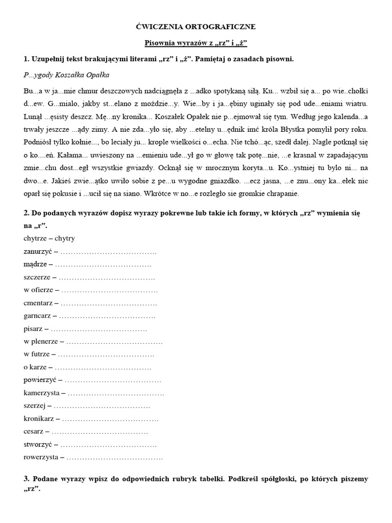 Cwiczenia Ortograficzne | PDF