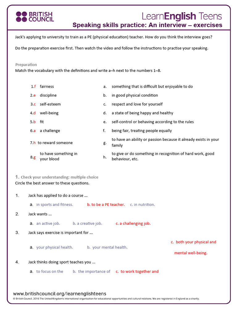 An Interview - Exercises | PDF | Sports | Physical Education