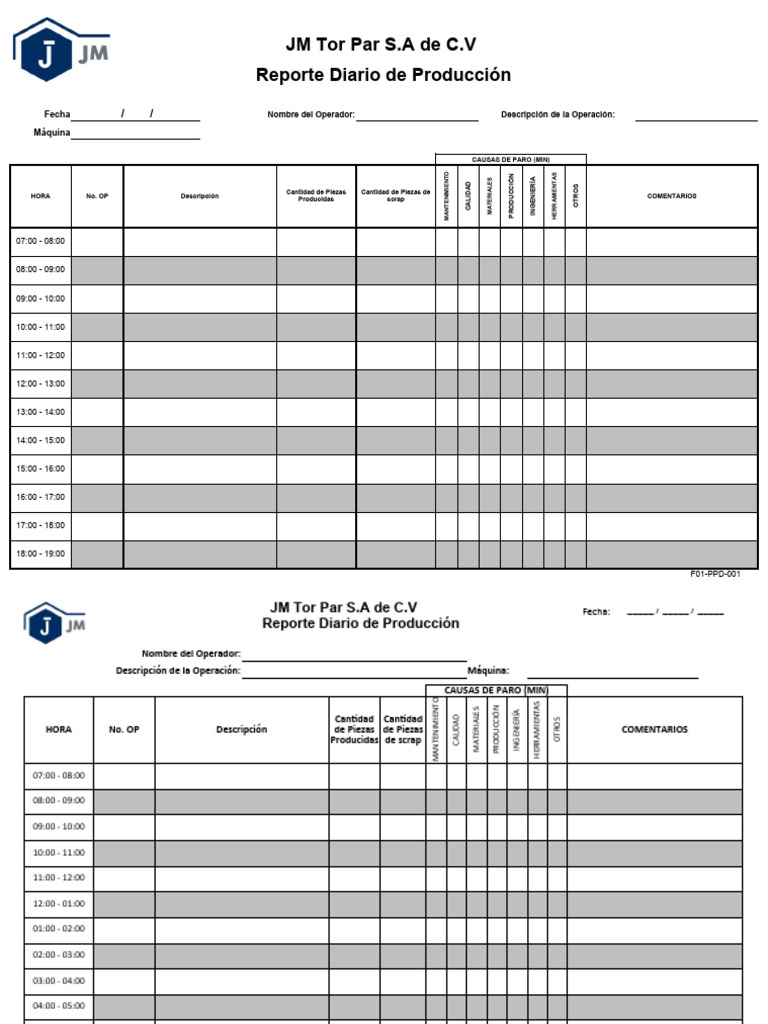 Reporte Diario de Producción Rev.06 | PDF