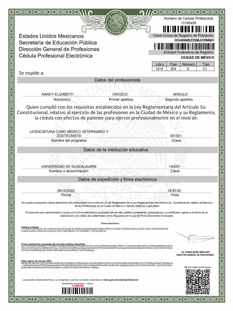 Cedula Nancy Orozco Pdf