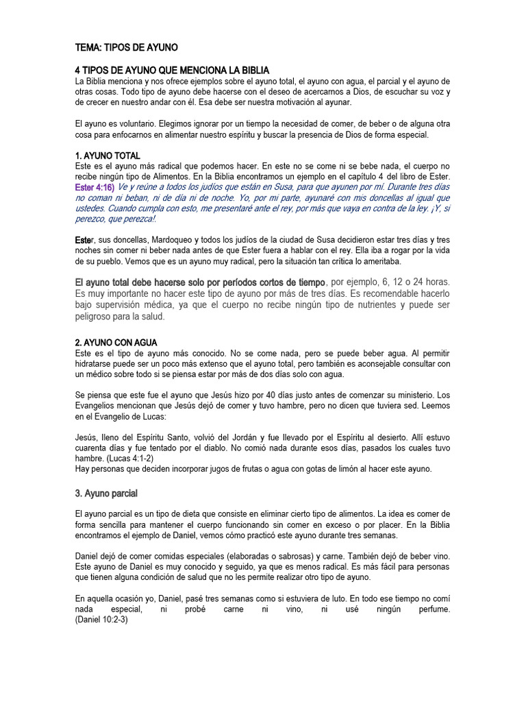 4 Tipos de Ayuno | PDF | Rápido | Esther
