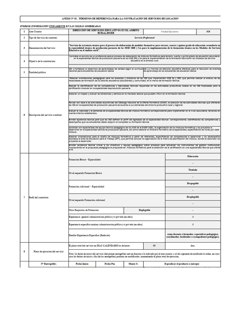 Formato TDR Oct-2023-Pecuaria | PDF